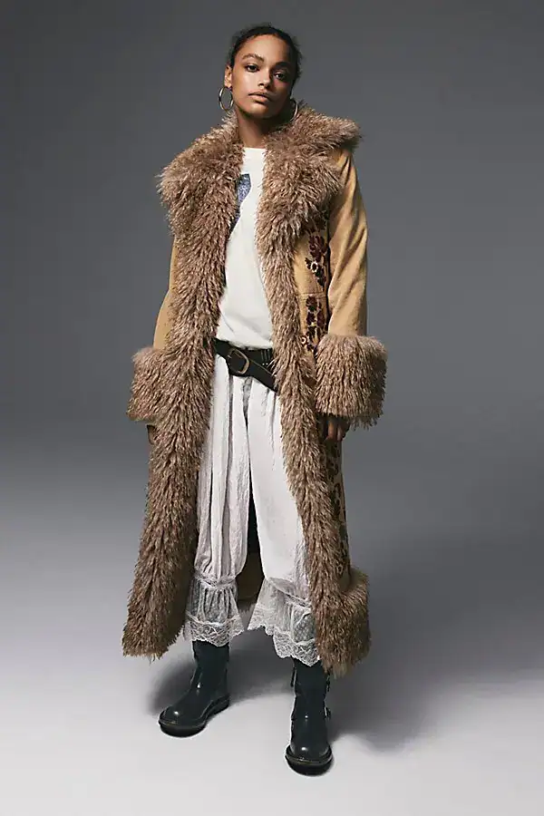 Free People Talk Of The Town Coat In Camel Combo - 60% Off